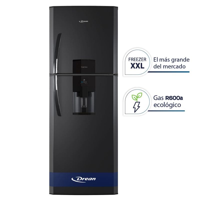 Heladera C/Freezer Cíclica 392Lts Drean HDR400F11N C/Dispenser Black Steel