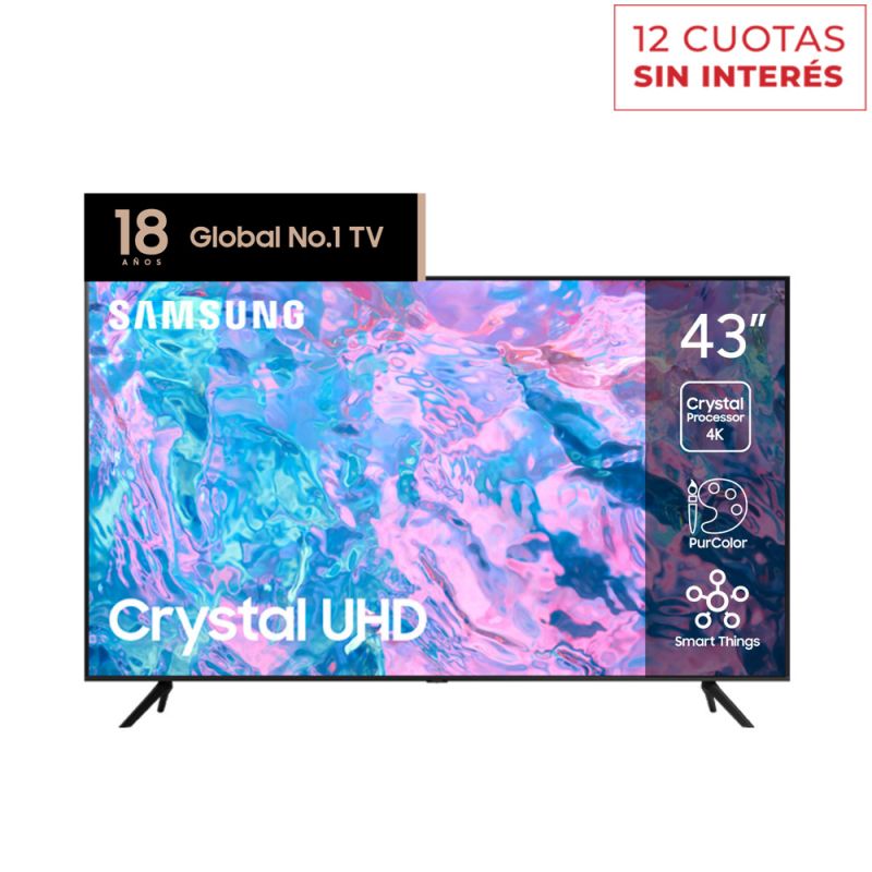 Smart TV 43" Samsung UHD 4K Crystal UN43CU7000GCZB Negro