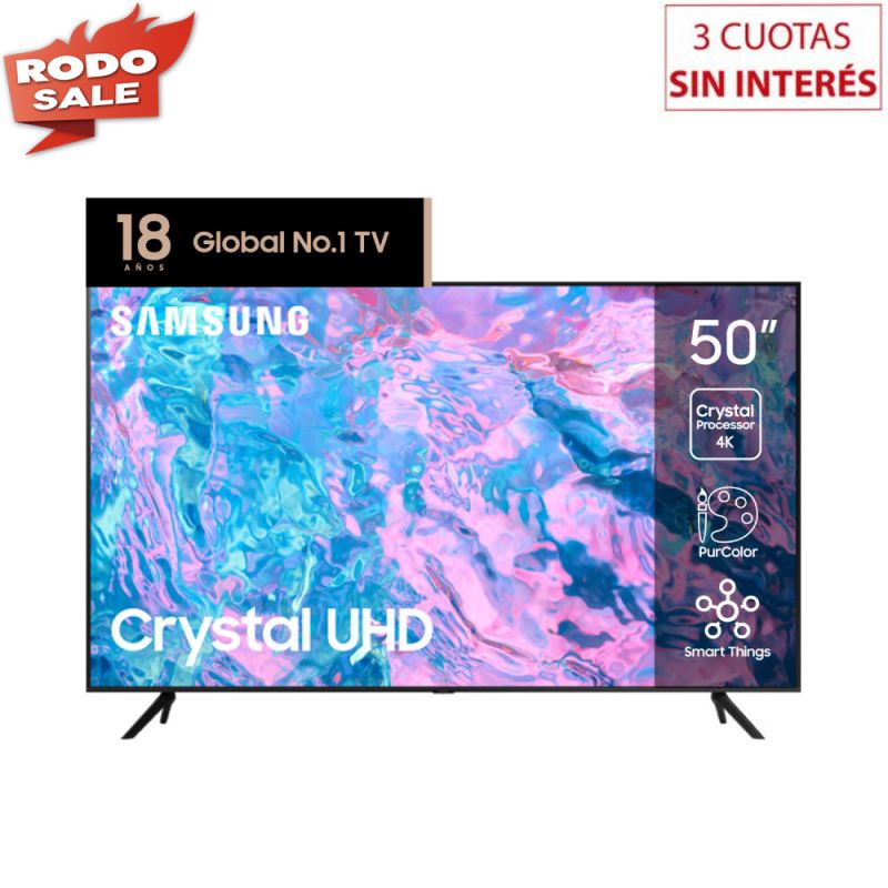 Smart TV 50" Samsung 4K UHD Crystal UN50CU7000GCZB Negro