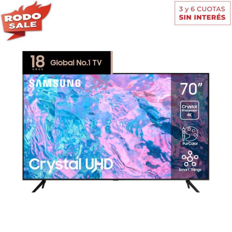 Smart TV 70" Samsung 4K UHD Crystal UN70CU7000GCZB Negro